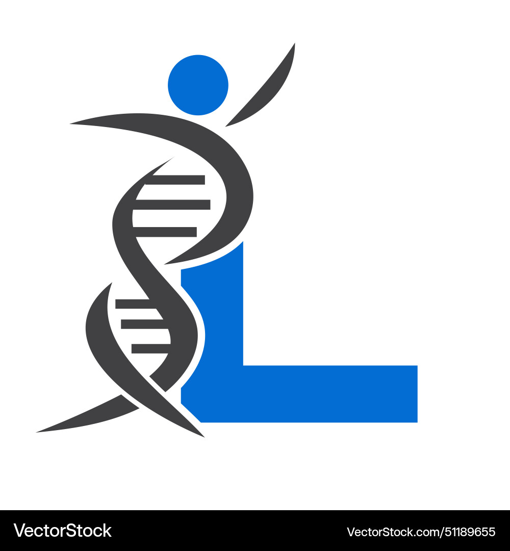 Letter l dna logo with human symbol cell icon Vector Image