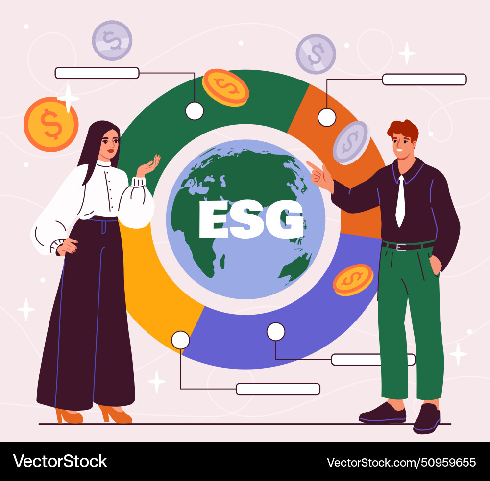 Man and woman with esg Royalty Free Vector Image