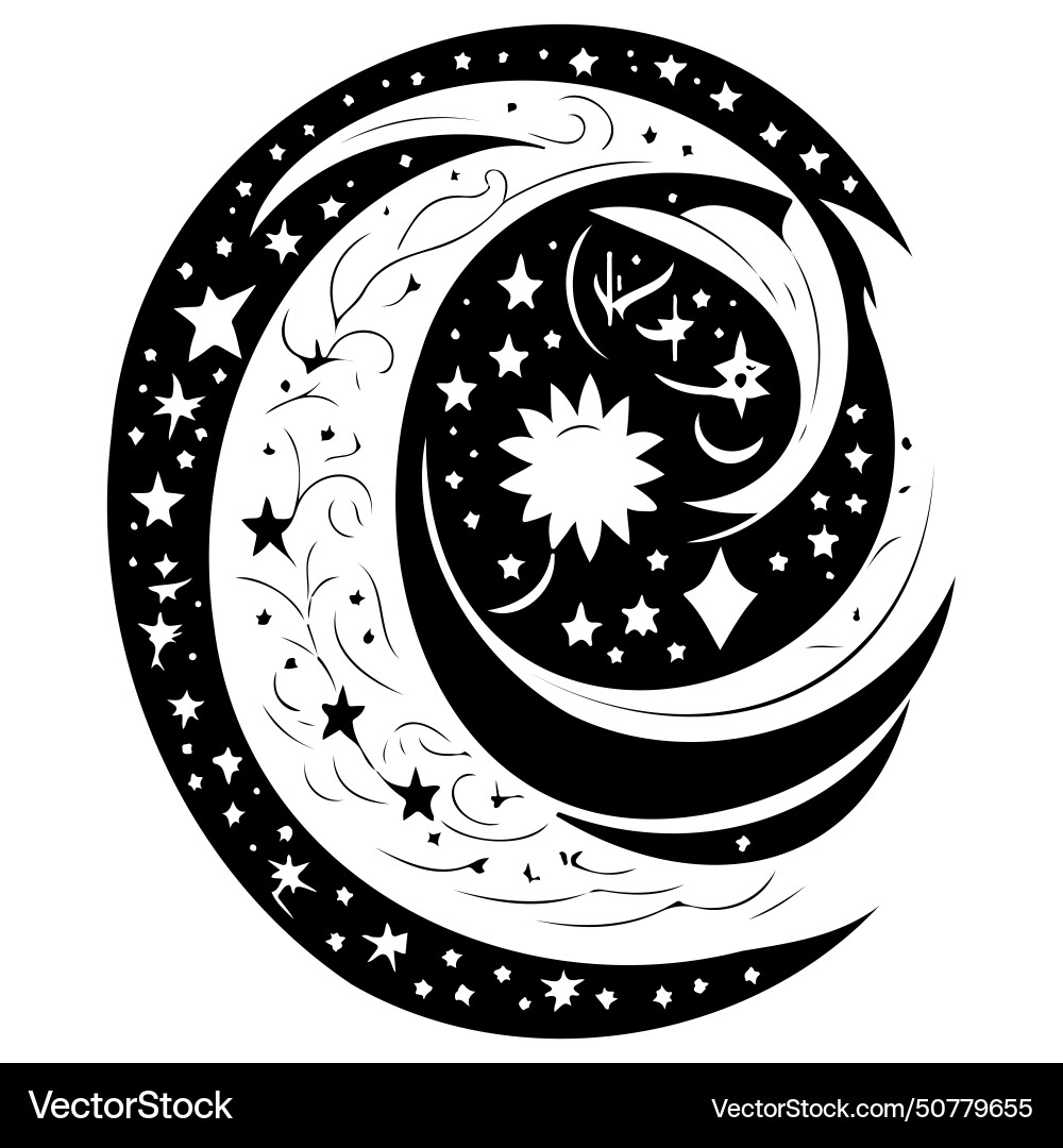 Moon star ramadan arabic islamic sketch draw Vector Image