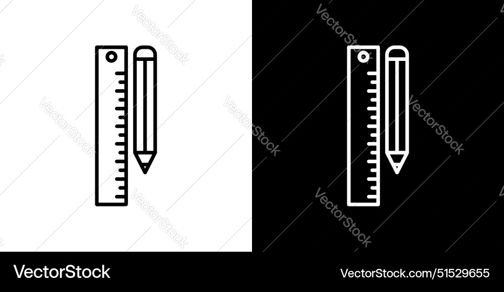 Pencil and ruler icon set school measure Vector Image