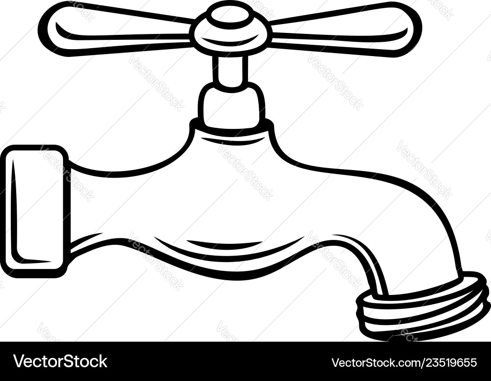Plumbing tap outline Royalty Free Vector Image