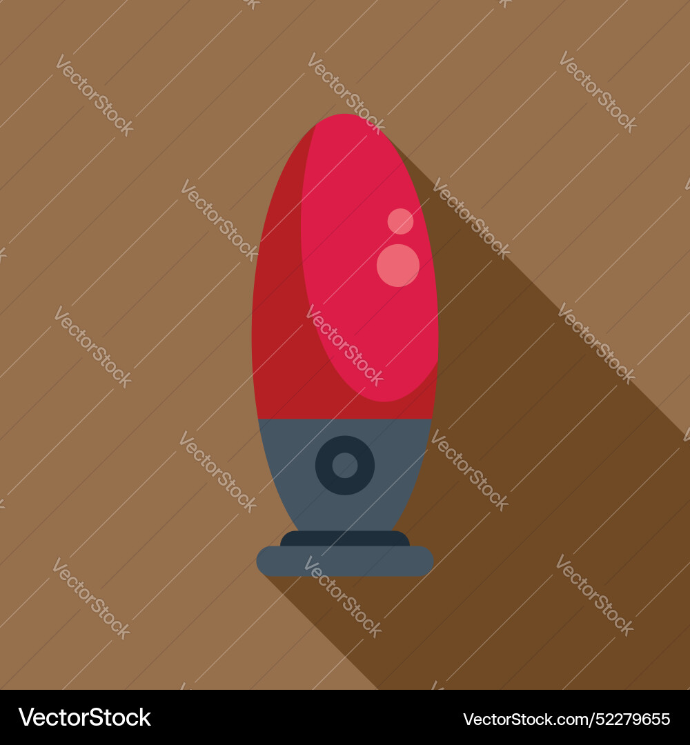 Red lava lamp casting long shadow on brown Vector Image
