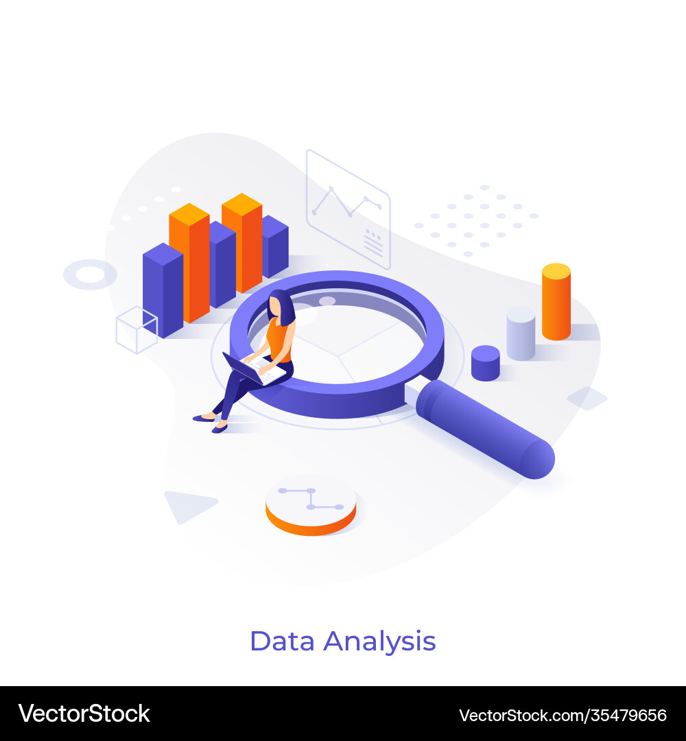 Data Analysis Isometric Concept Royalty Free Vector Image