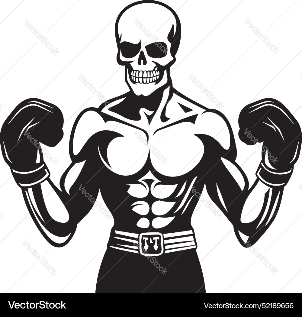 Death match skeleton boxing black logo design Vector Image