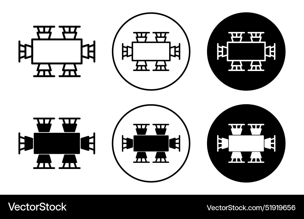 Dining table icon collection of outline thin line Vector Image