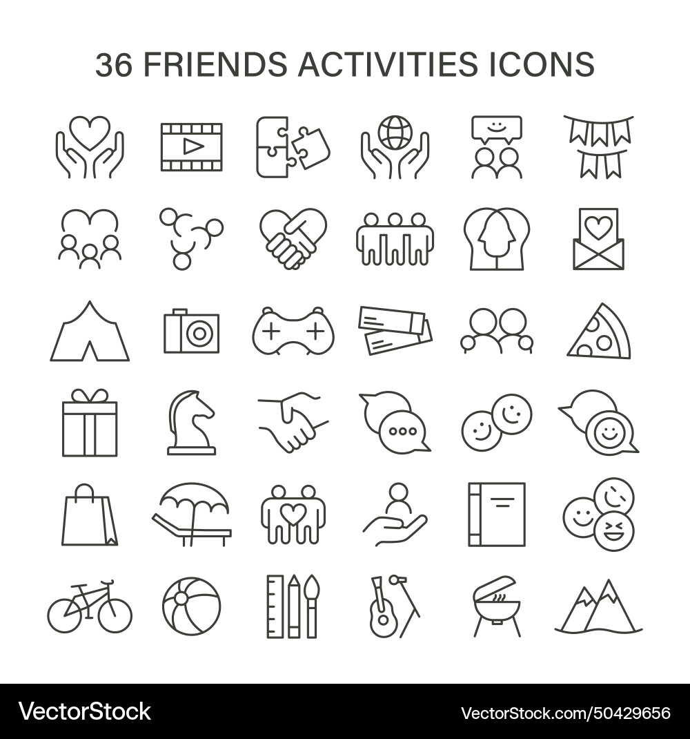 Friends activities set bonding moments and shared Vector Image