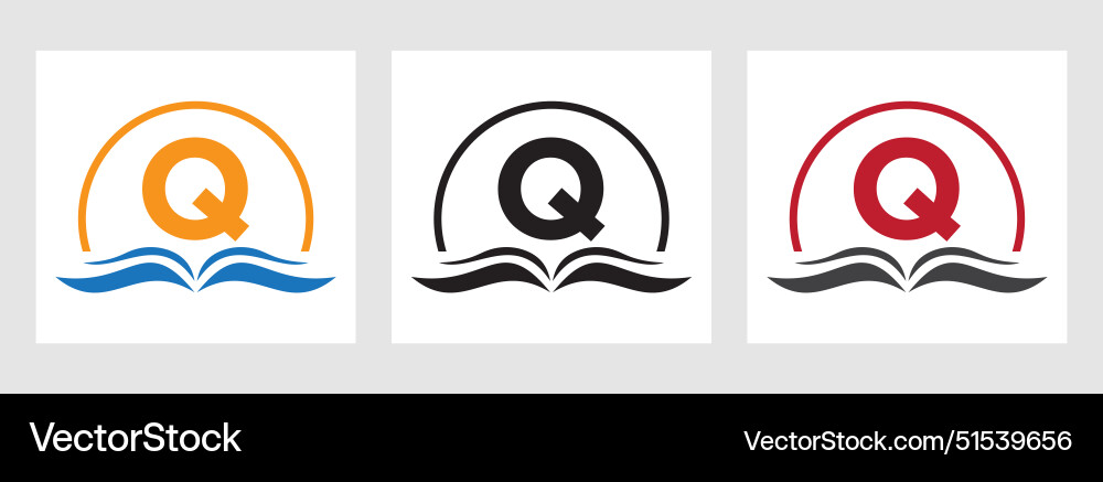 Letter q education logo book concept training Vector Image