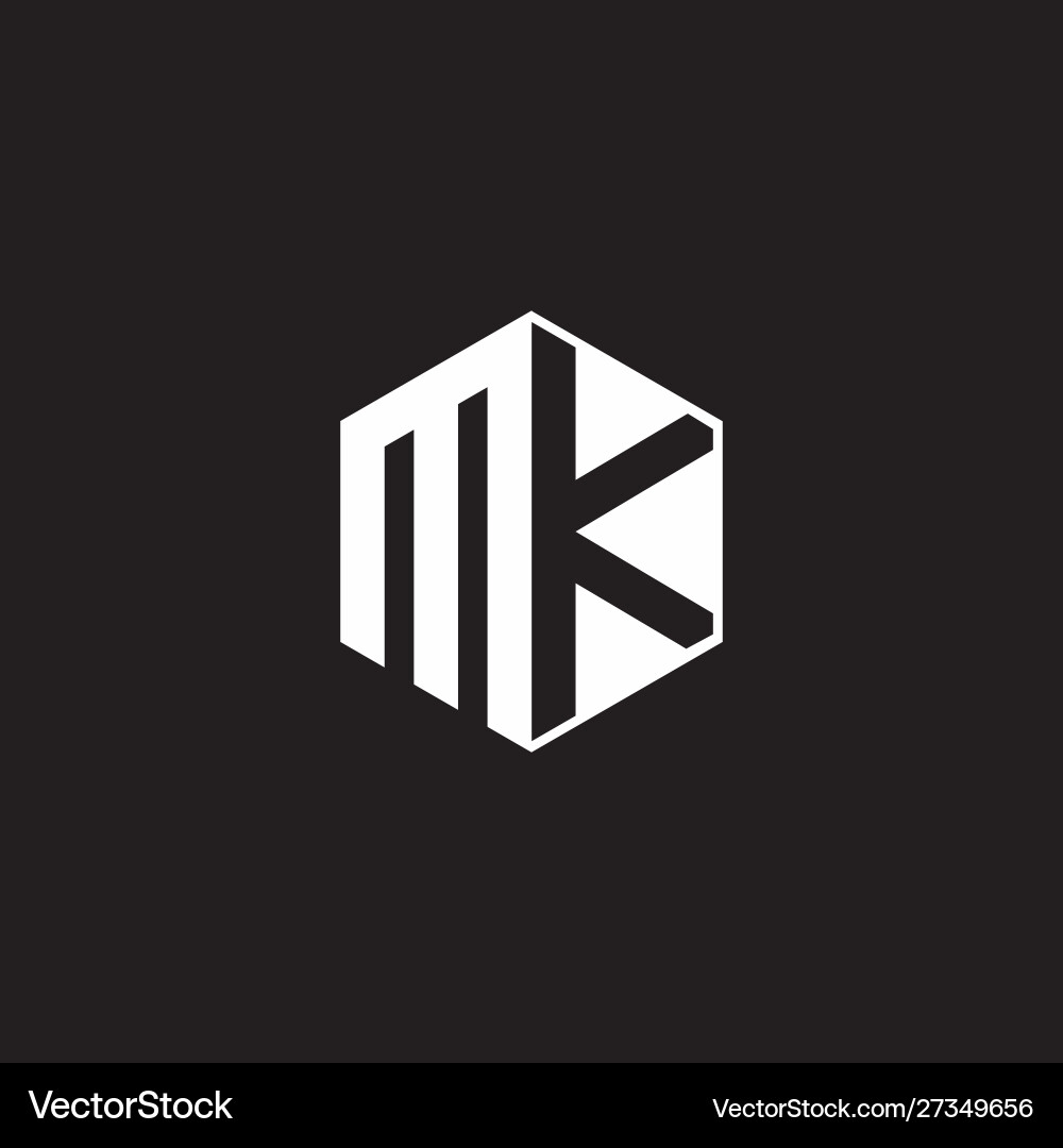 MK Monogram Logo - Hexagon Royalty Free Vector Image