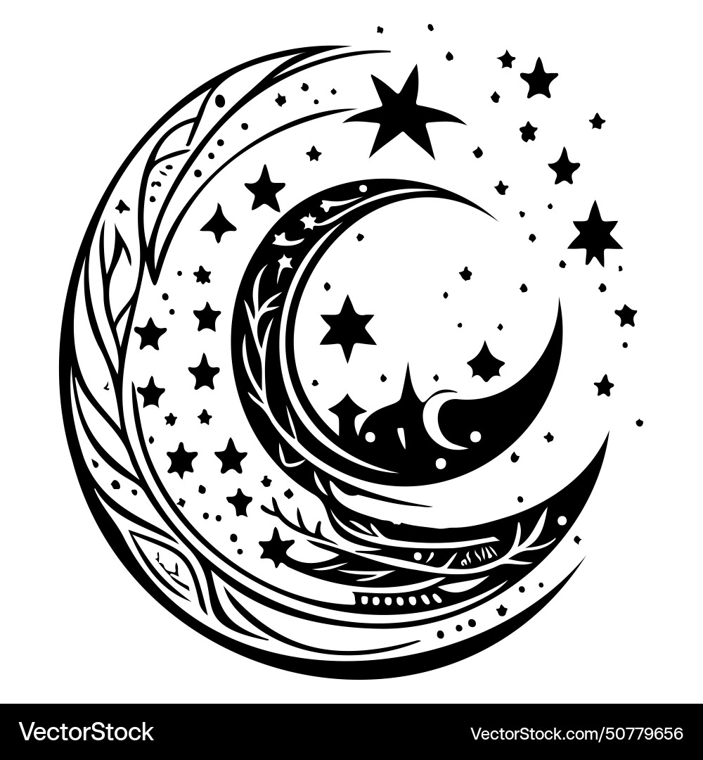 Moon star ramadan arabic islamic sketch draw Vector Image