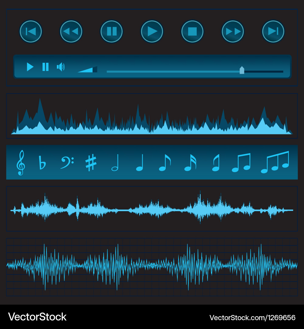 Notes and sound waves Royalty Free Vector Image