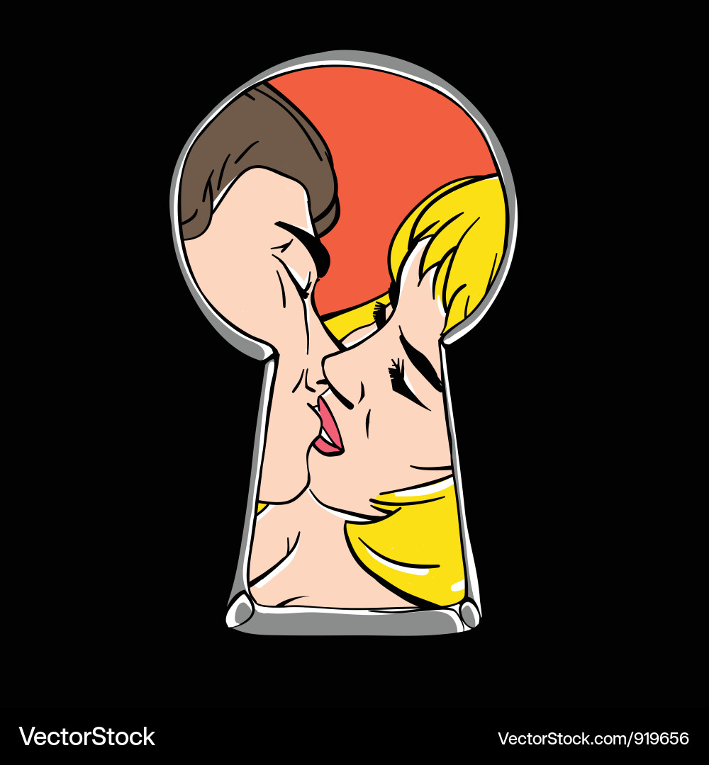 Peeping through keyhole Royalty Free Vector Image
