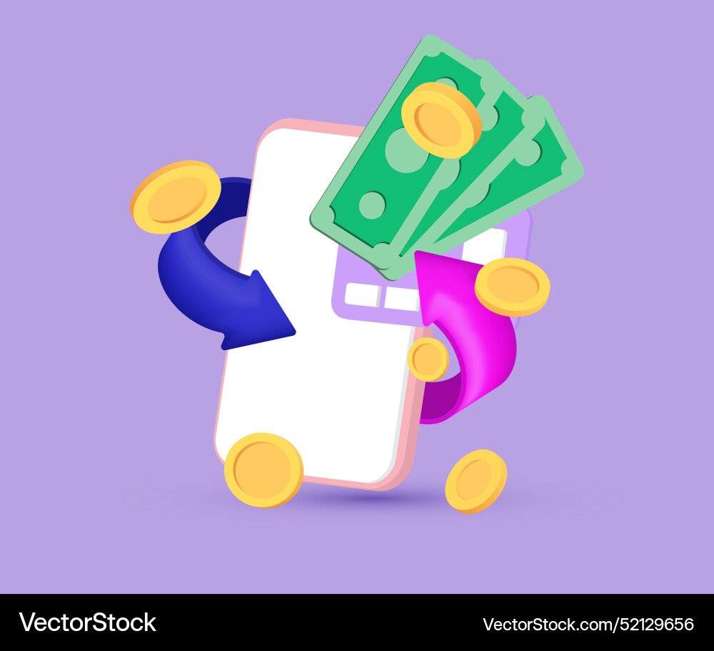 Unique 3d realistic creative cashback money Vector Image