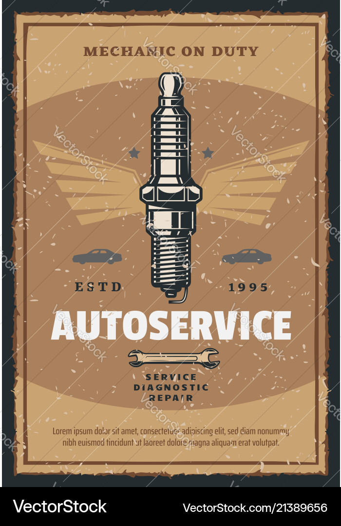 Vintage poster for car auto service Royalty Free Vector