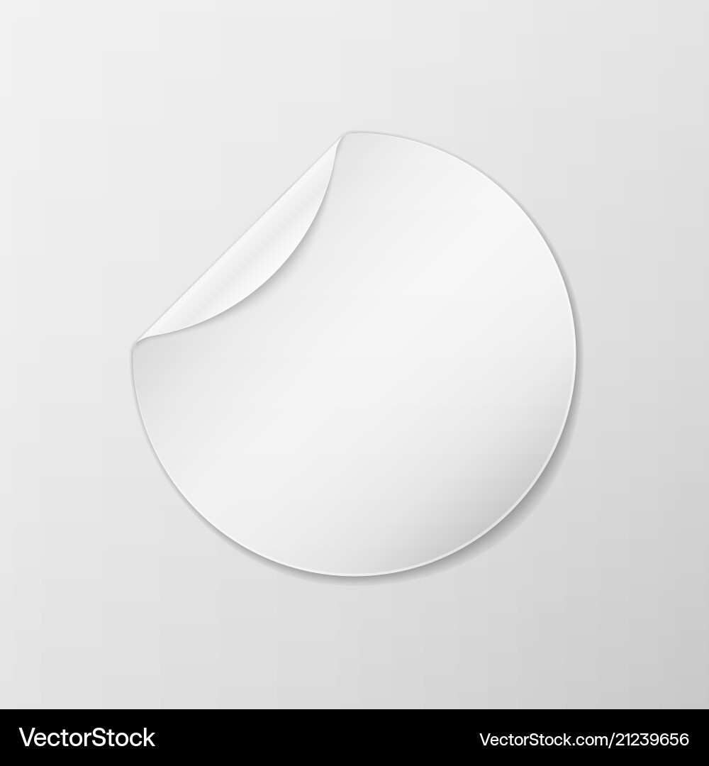 White circle round peel off paper sticker Vector Image
