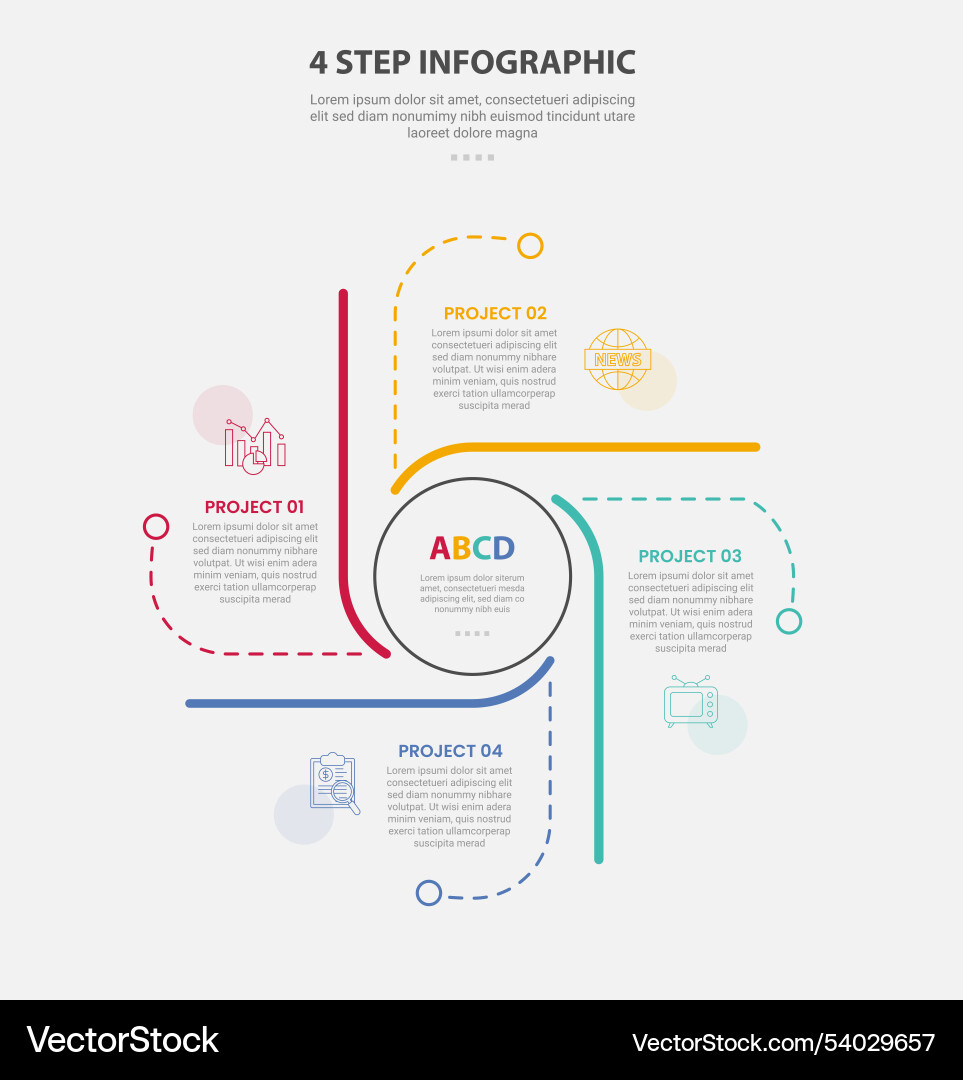4 points template infographic outline style Vector Image