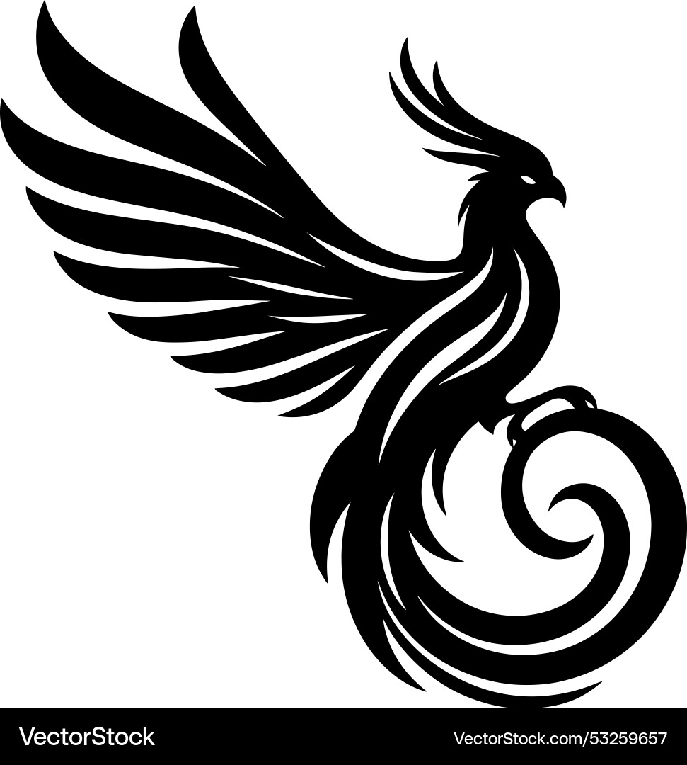 Beautiful phoenix bird flying silhouette isolated Vector Image