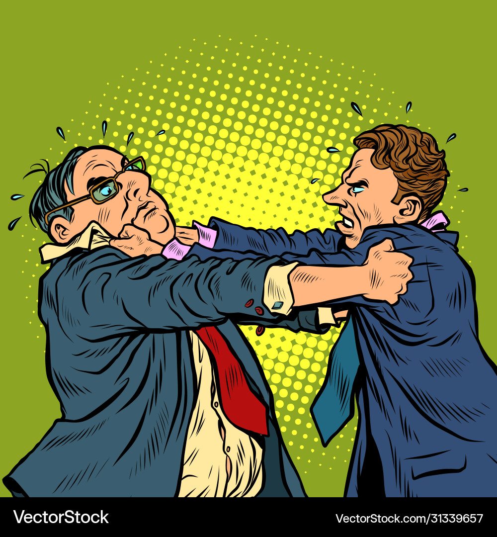 Businessmen fighting conflict competition Vector Image