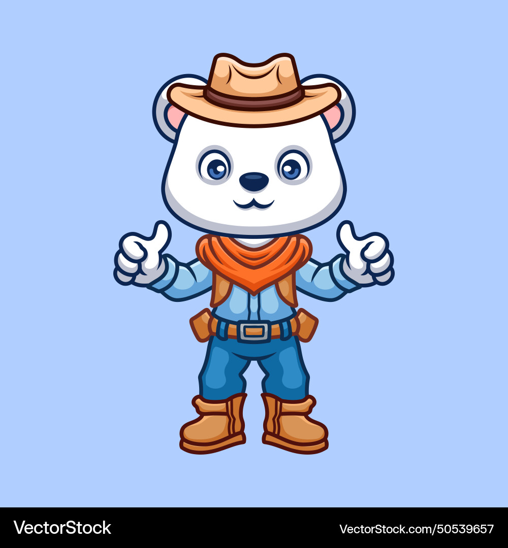 Cowboy polar bear cartoon Royalty Free Vector Image