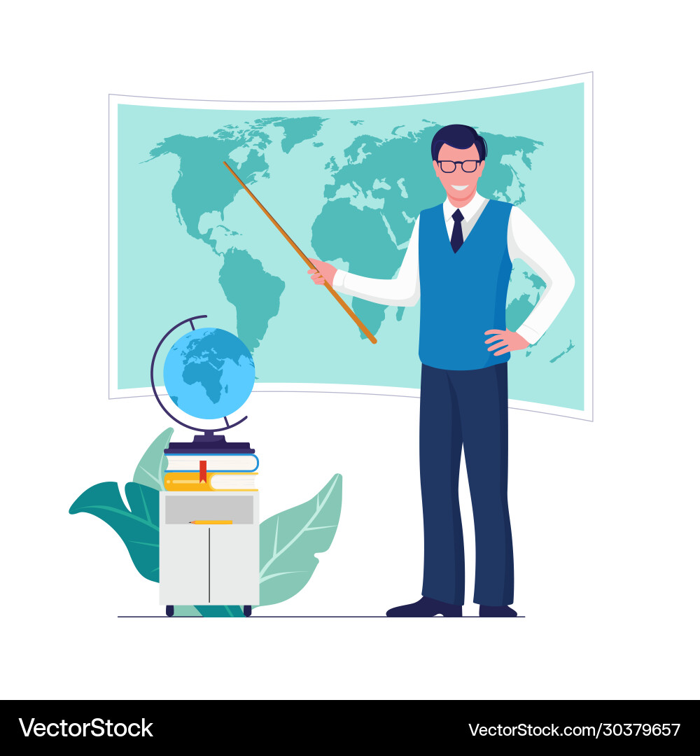 Geography teacher and education school concept Vector Image