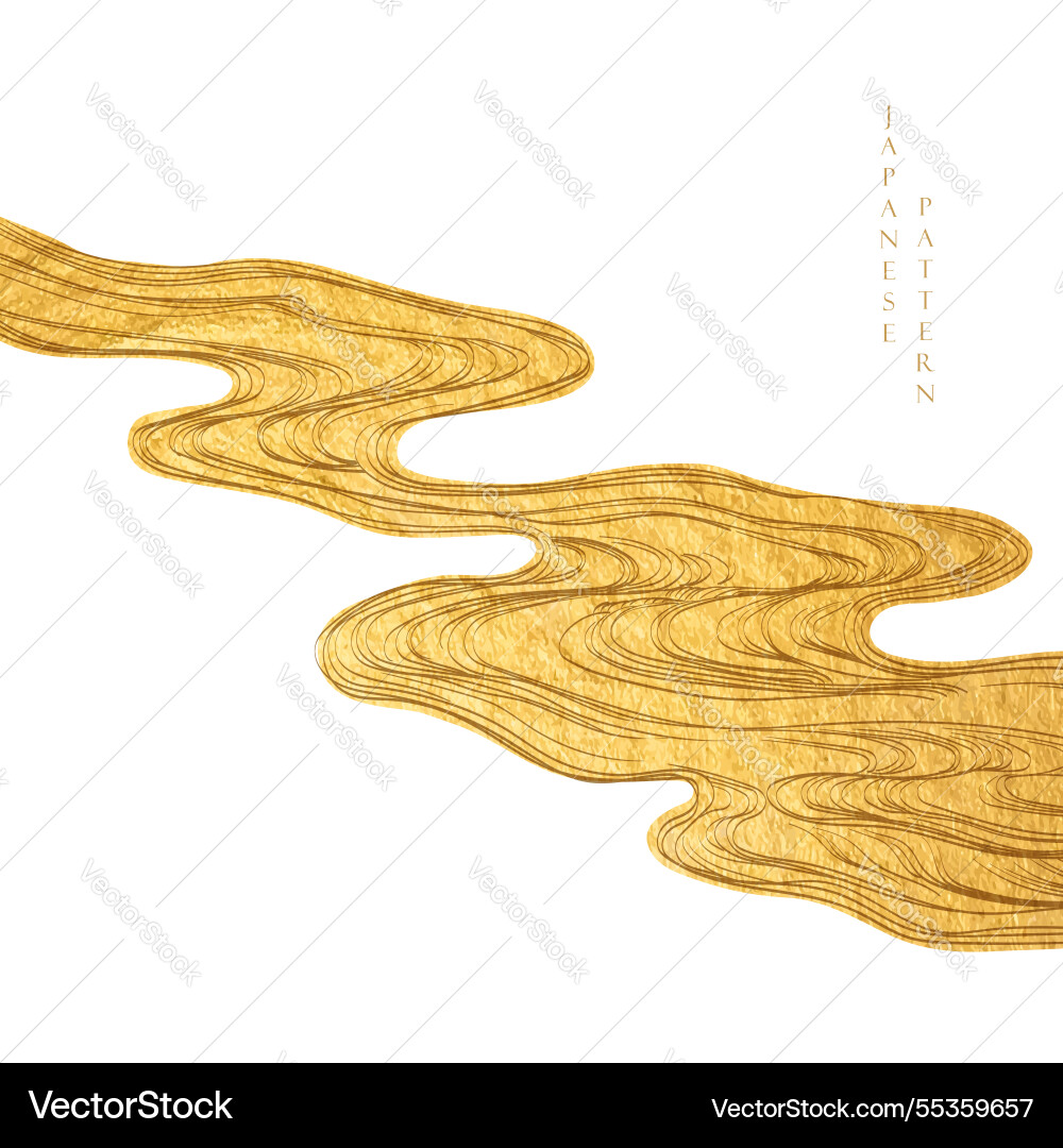 Hand drawn line wave pattern with gold texture Vector Image