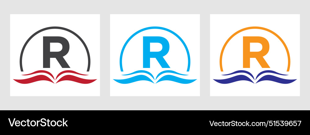 Letter r education logo book concept training Vector Image