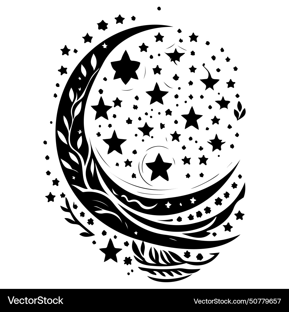 Moon star ramadan arabic islamic sketch draw Vector Image