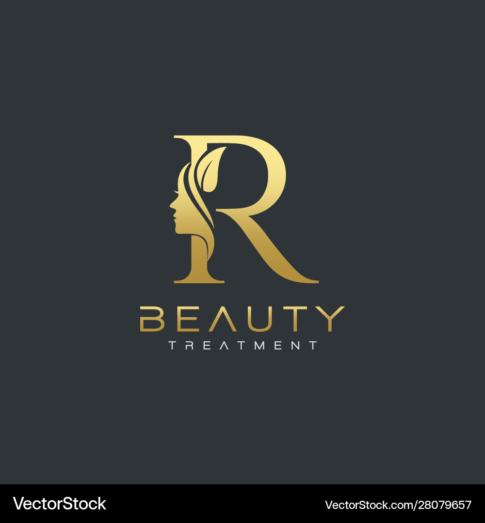 R letter luxury beauty face logo design Royalty Free Vector