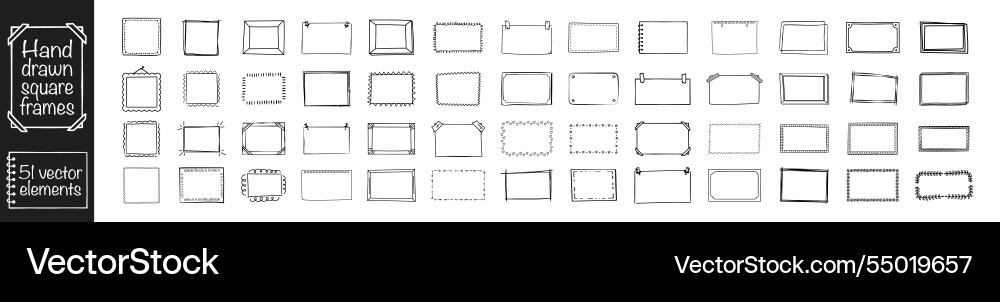 Rectangle frame line scribble pencil square text Vector Image