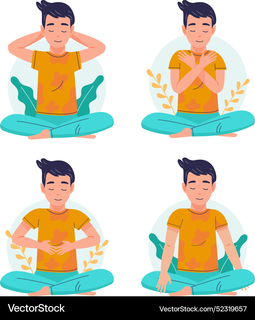 Self-healing reiki poses set Royalty Free Vector Image