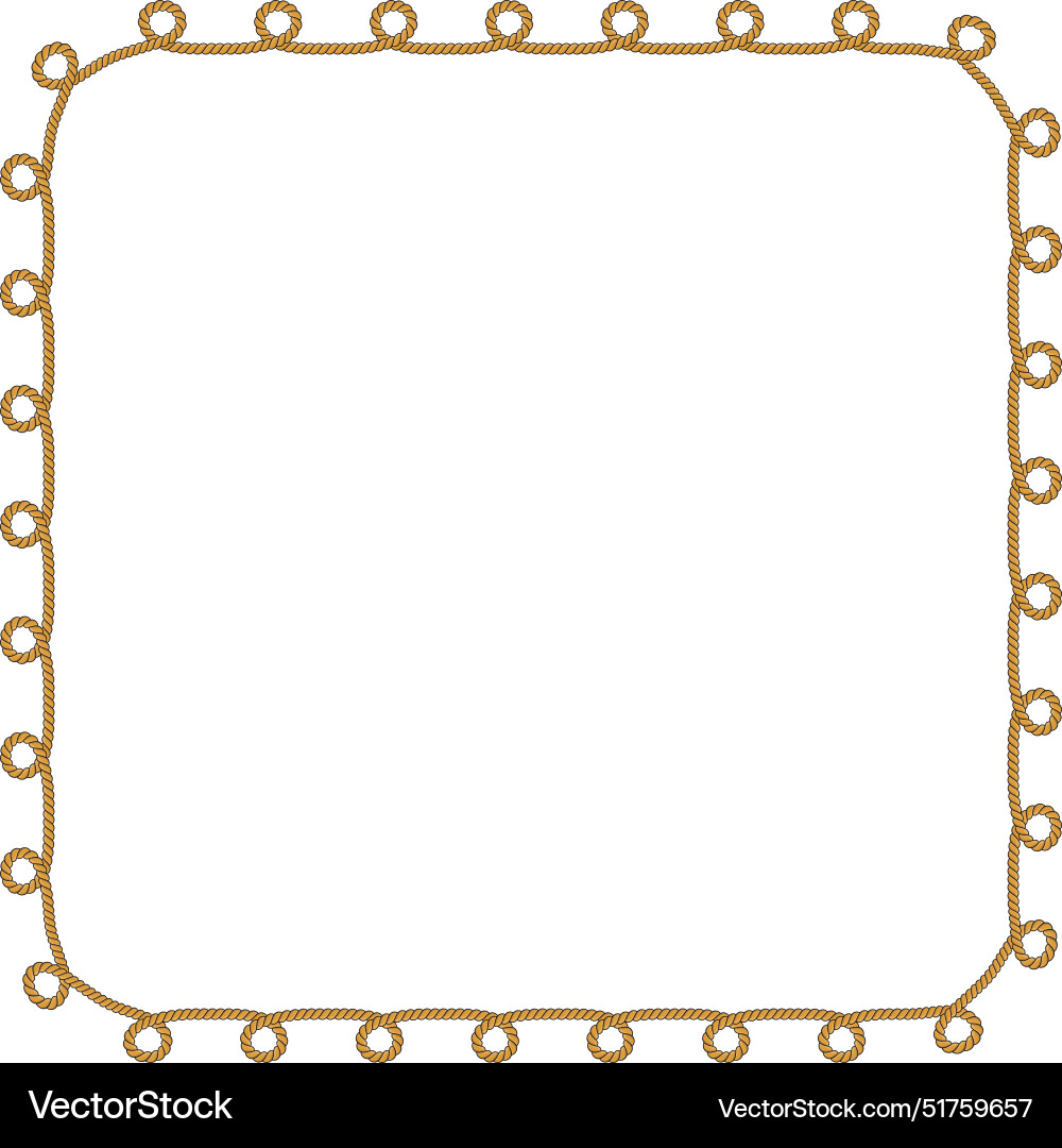 Square rope frame isolated on white background Vector Image