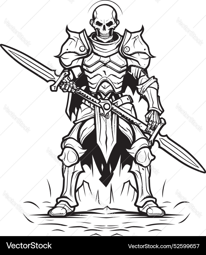 Wraithlike warden skeleton knight symbol in black Vector Image