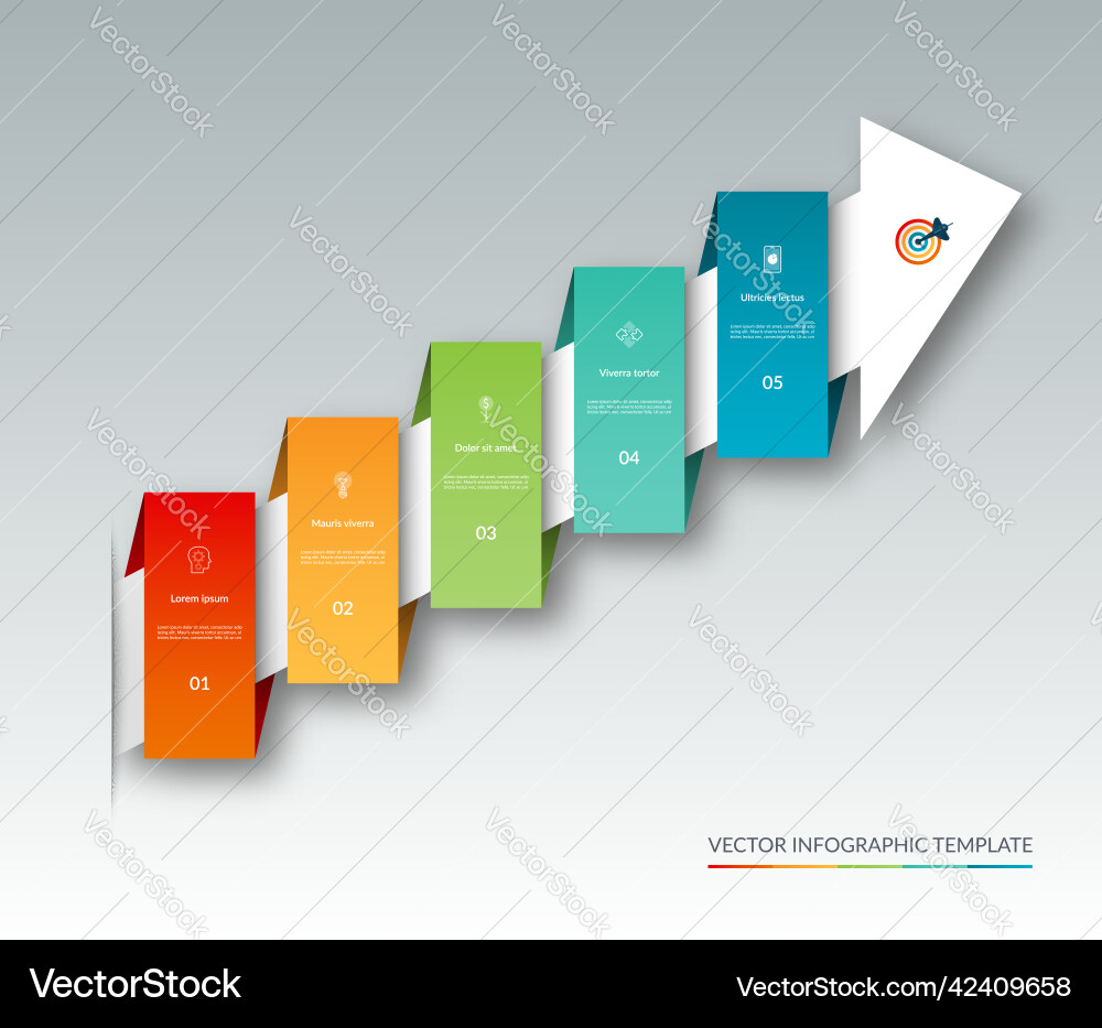 5-step infographic up arrow template Royalty Free Vector