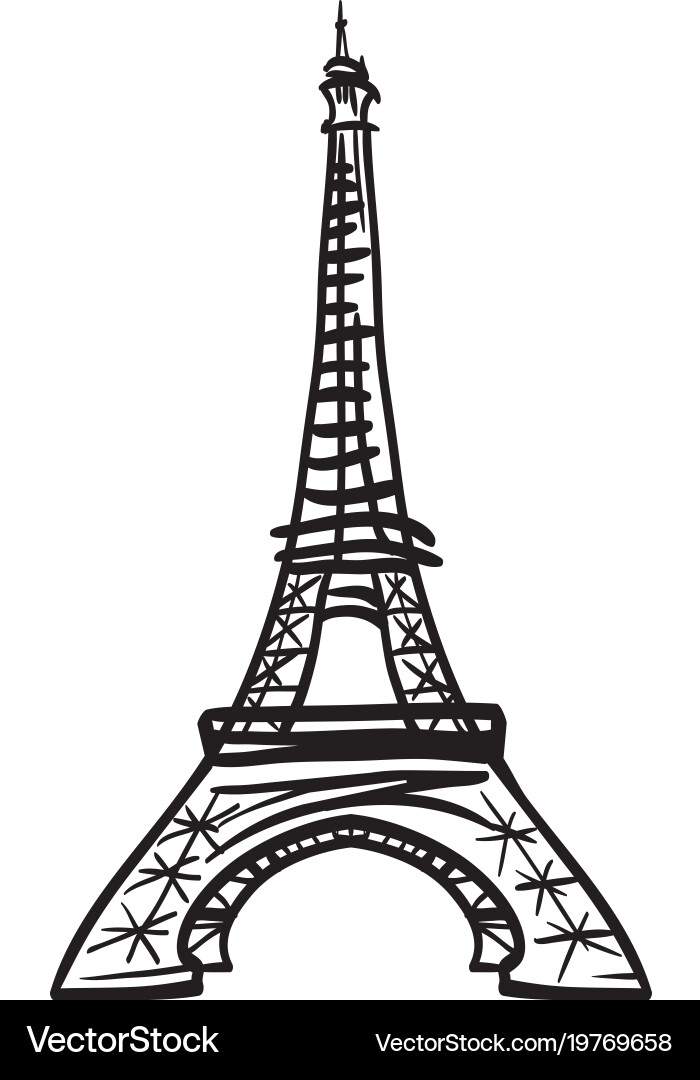 Black Eiffel Tower Doodle Royalty Free Vector Image