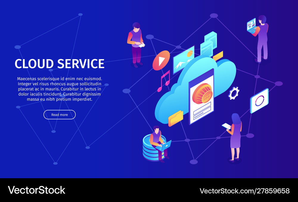 Cloud services horizontal banner Royalty Free Vector Image