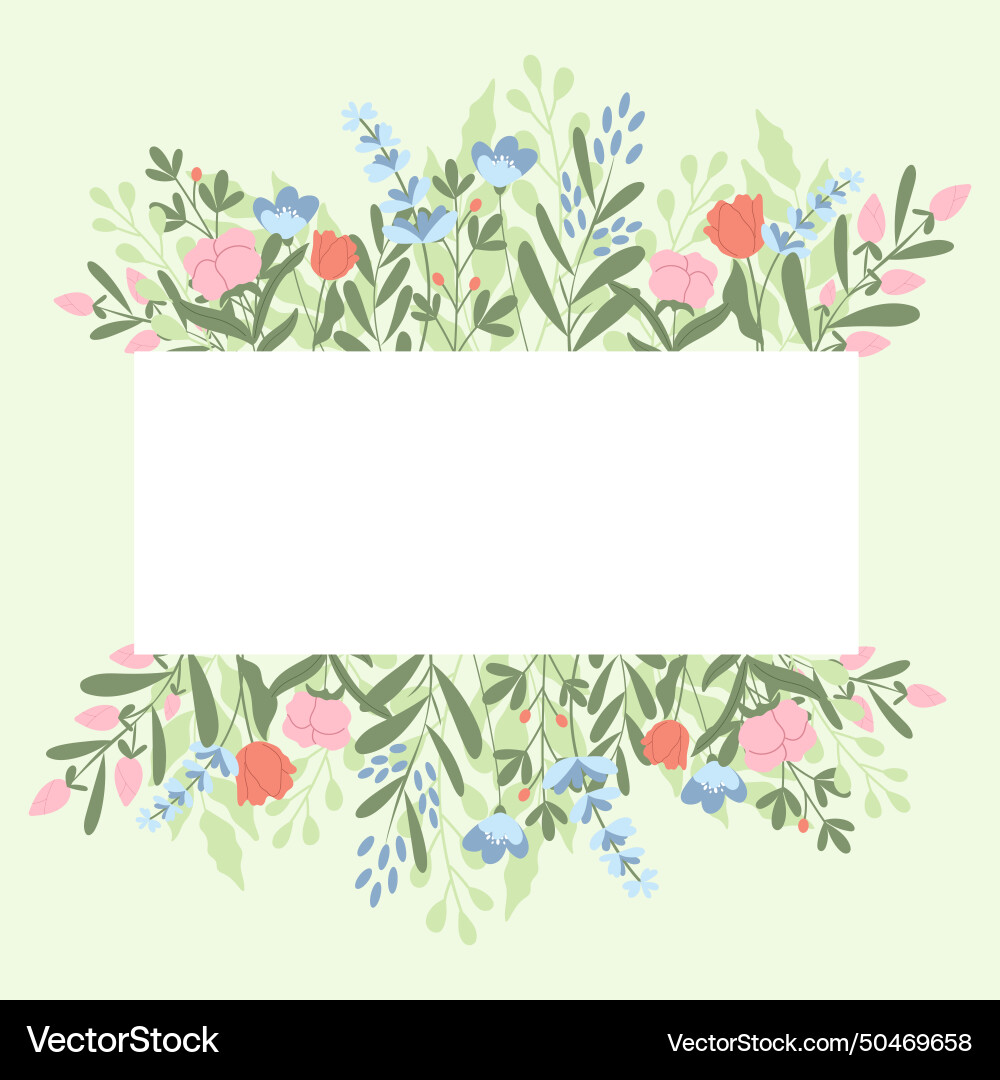 Floral rectangular template with white background Vector Image