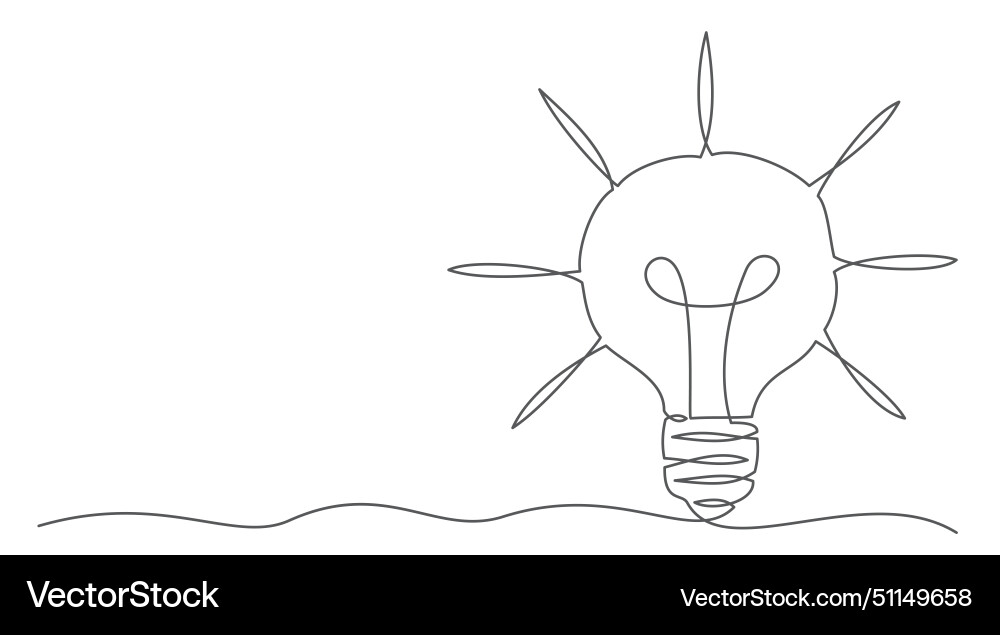 Light bulb one line drawing isolated on white Vector Image