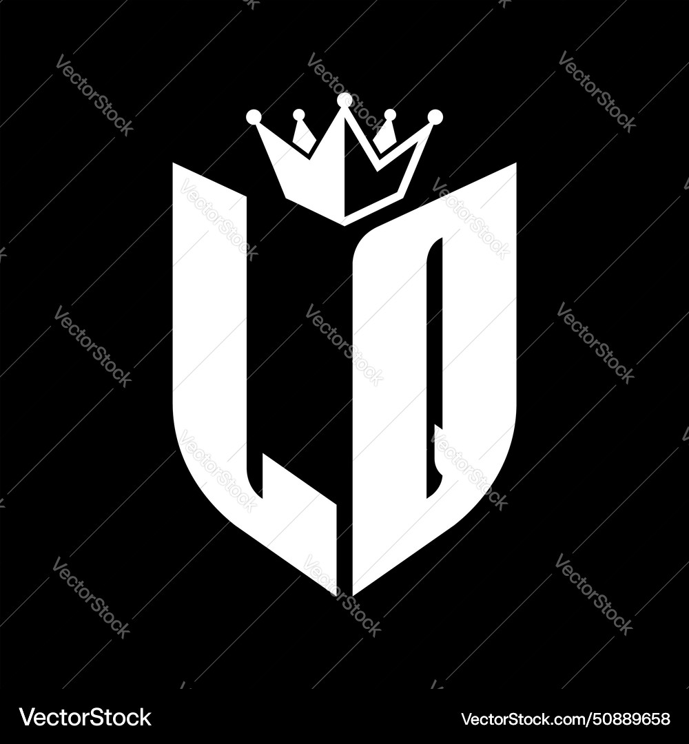 Lq letter monogram with shield shape crown Vector Image