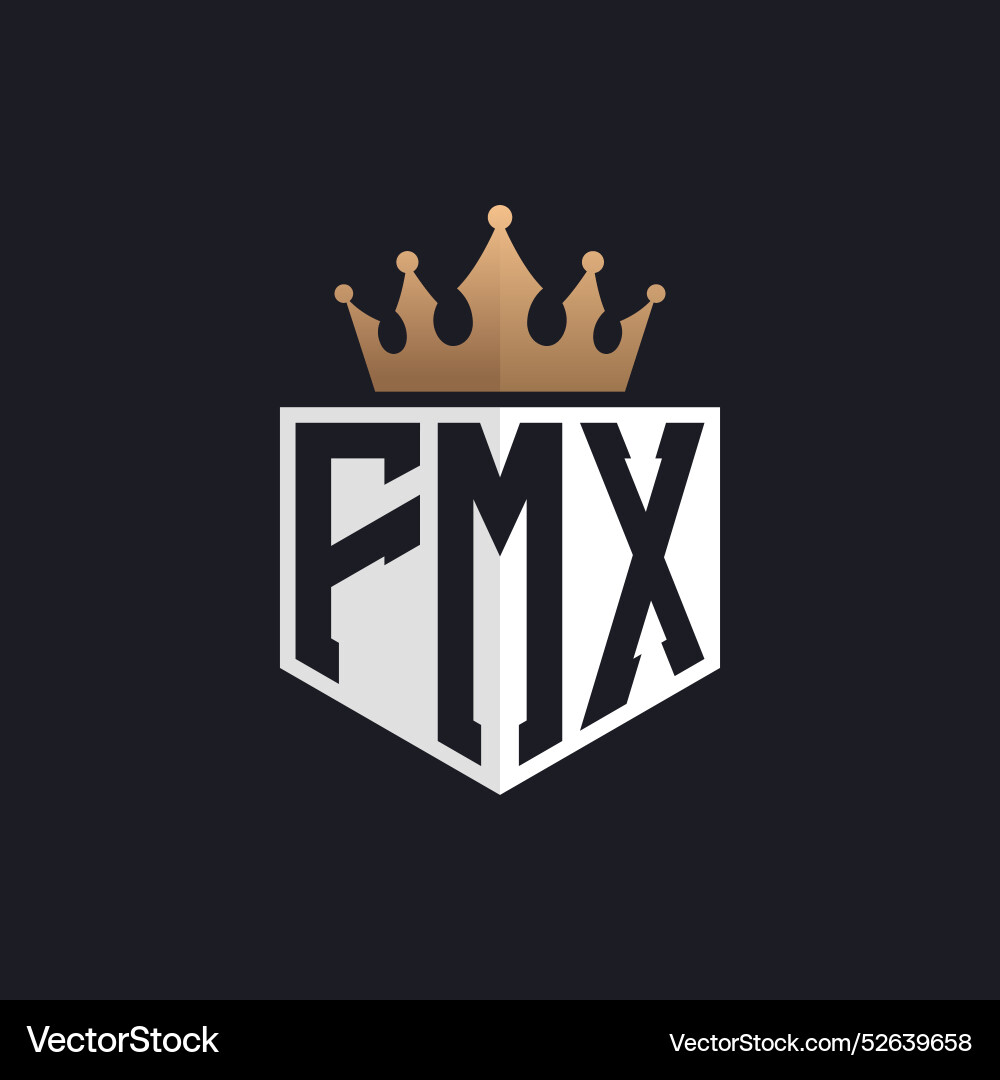 Luxury fmx logo with crown elegant initials Vector Image
