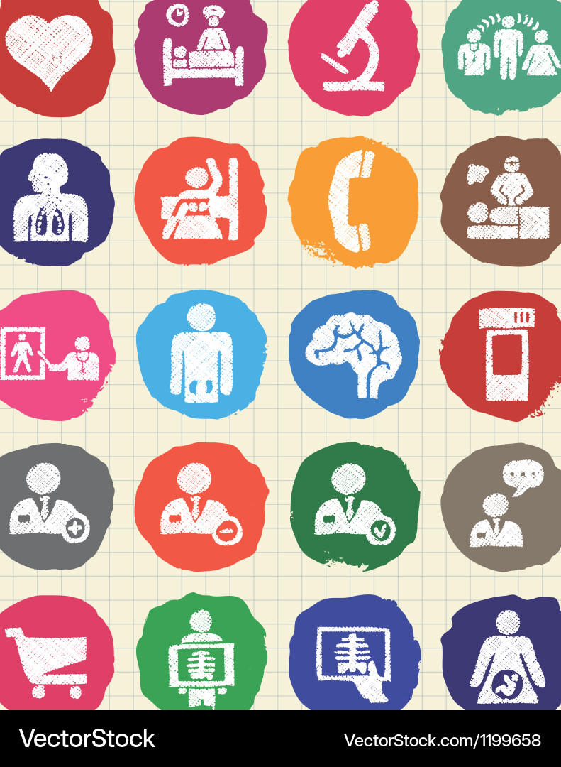 Medical web icons set drawn by chalk Royalty Free Vector