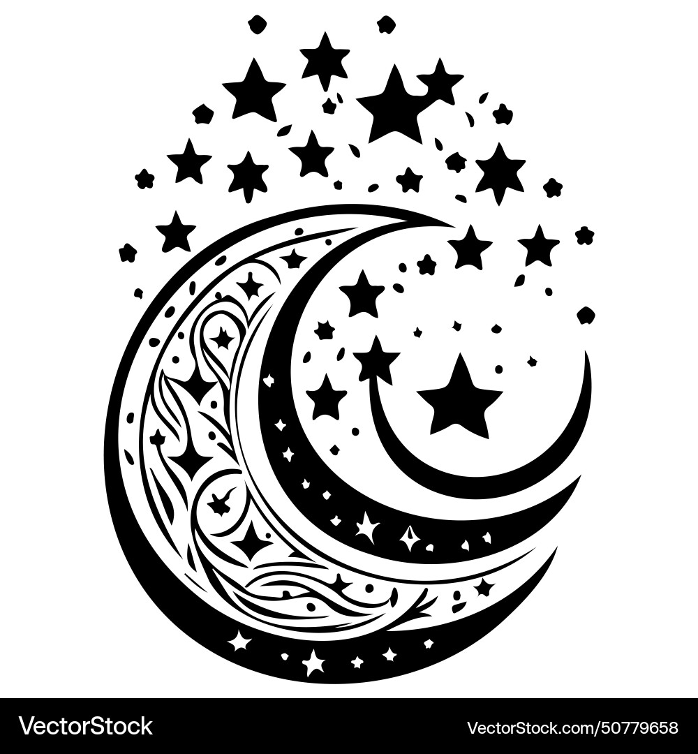 Moon star ramadan arabic islamic sketch draw Vector Image