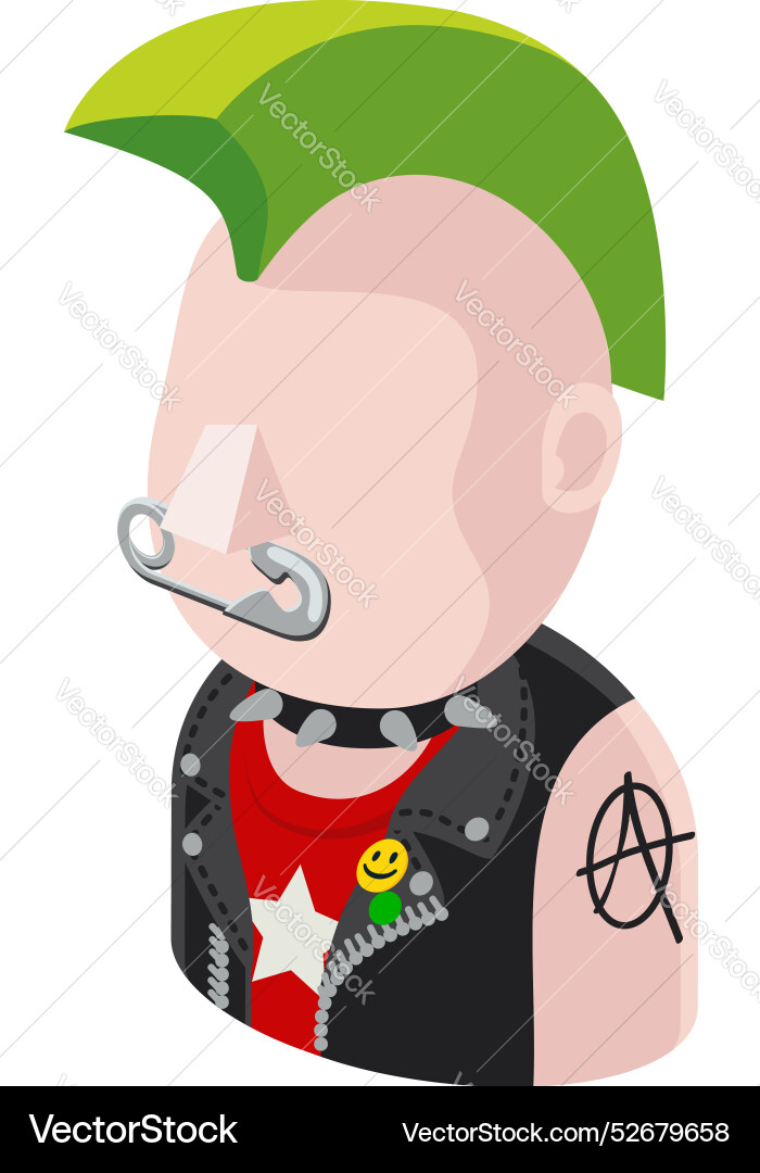 Punk man avatar people icon Royalty Free Vector Image