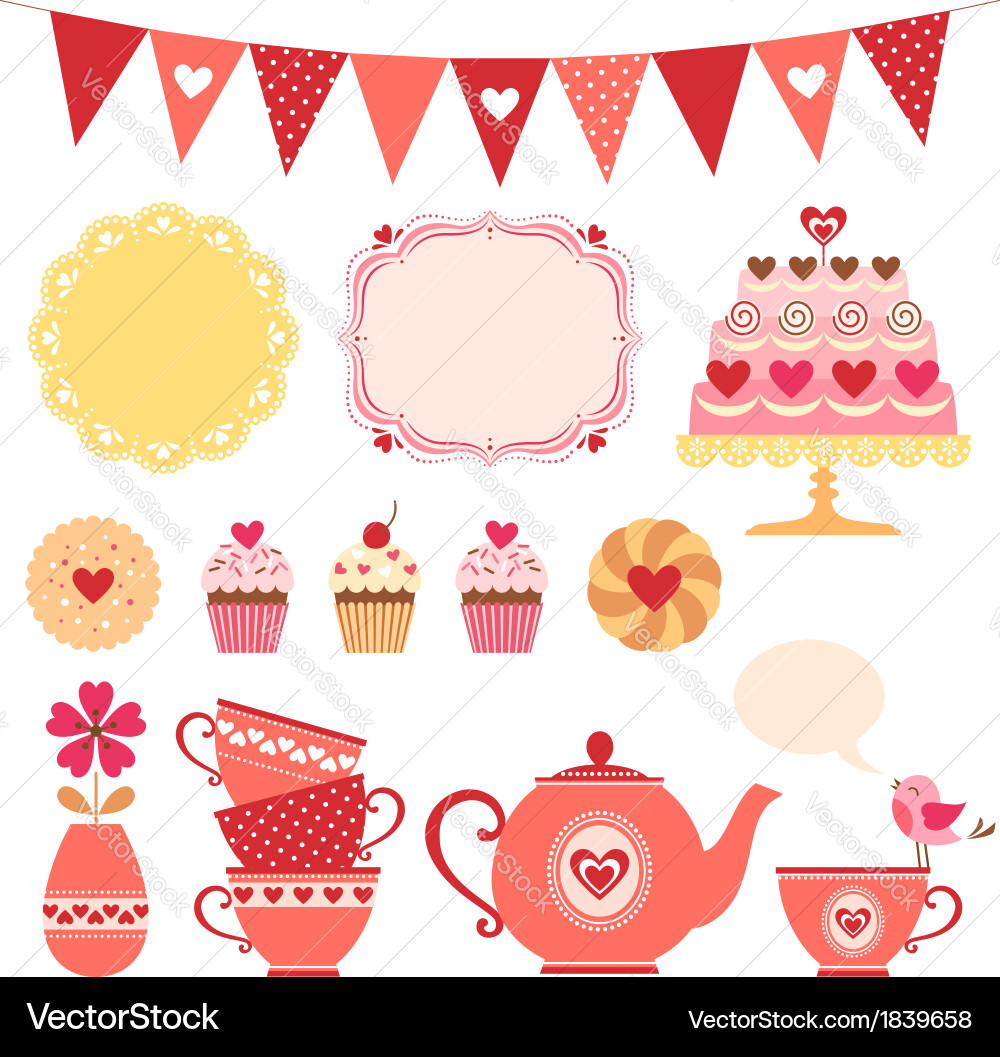 Valentine Tea Party Clip Art Watercolor Valentines, Valentines Day