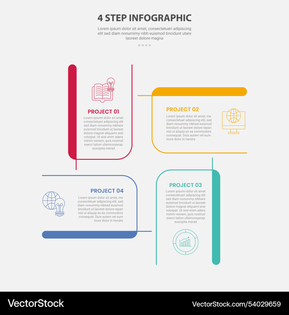4 Punkte Vorlage infographic Umriss Stil Vektorbild