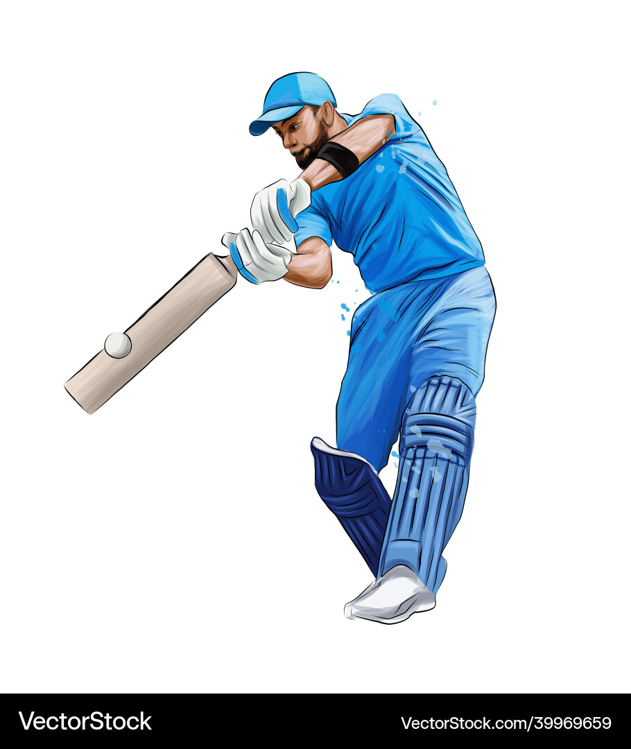 Abstract batsman playing cricket from splash Vector Image