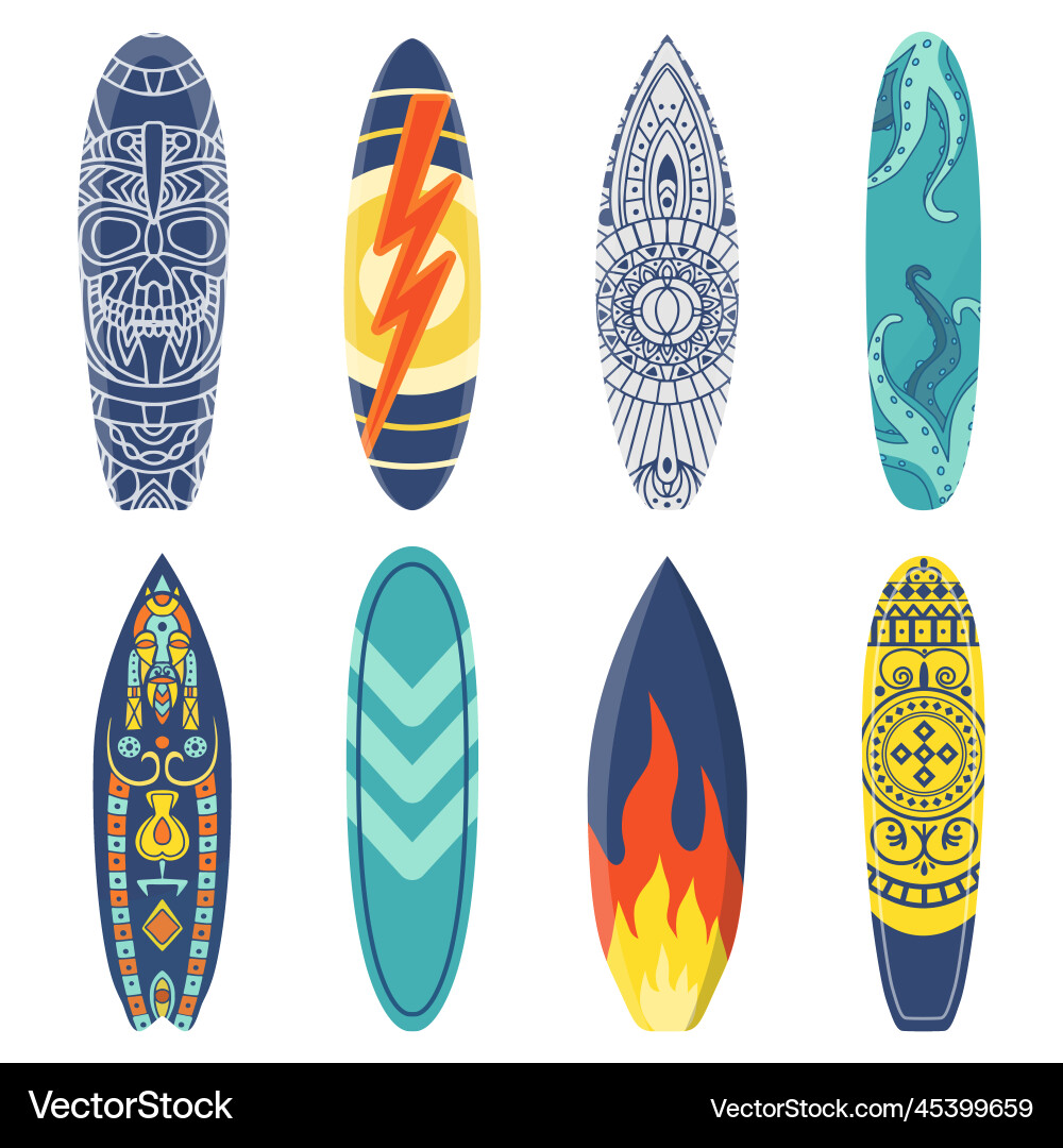 Cartoon surfing board with ethnic pattern Vector Image