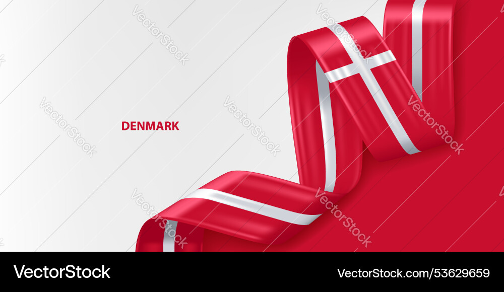 Denmark 3d ribbon flag Royalty Free Vector Image