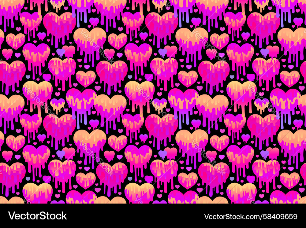 Dripping Heart Pattern - Liquid Hearts Royalty Free Vector