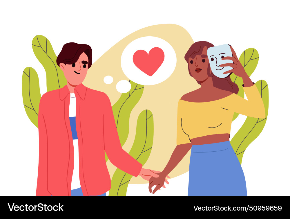 Fake relationship concept Royalty Free Vector Image