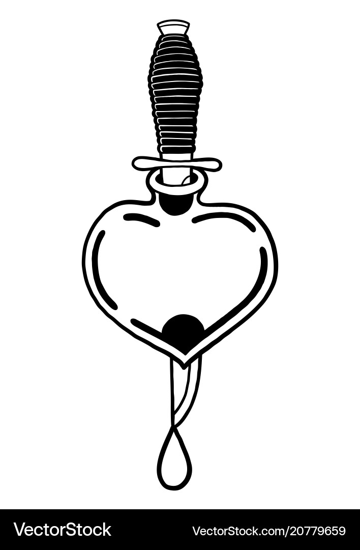Graphic hearts and knife Royalty Free Vector Image