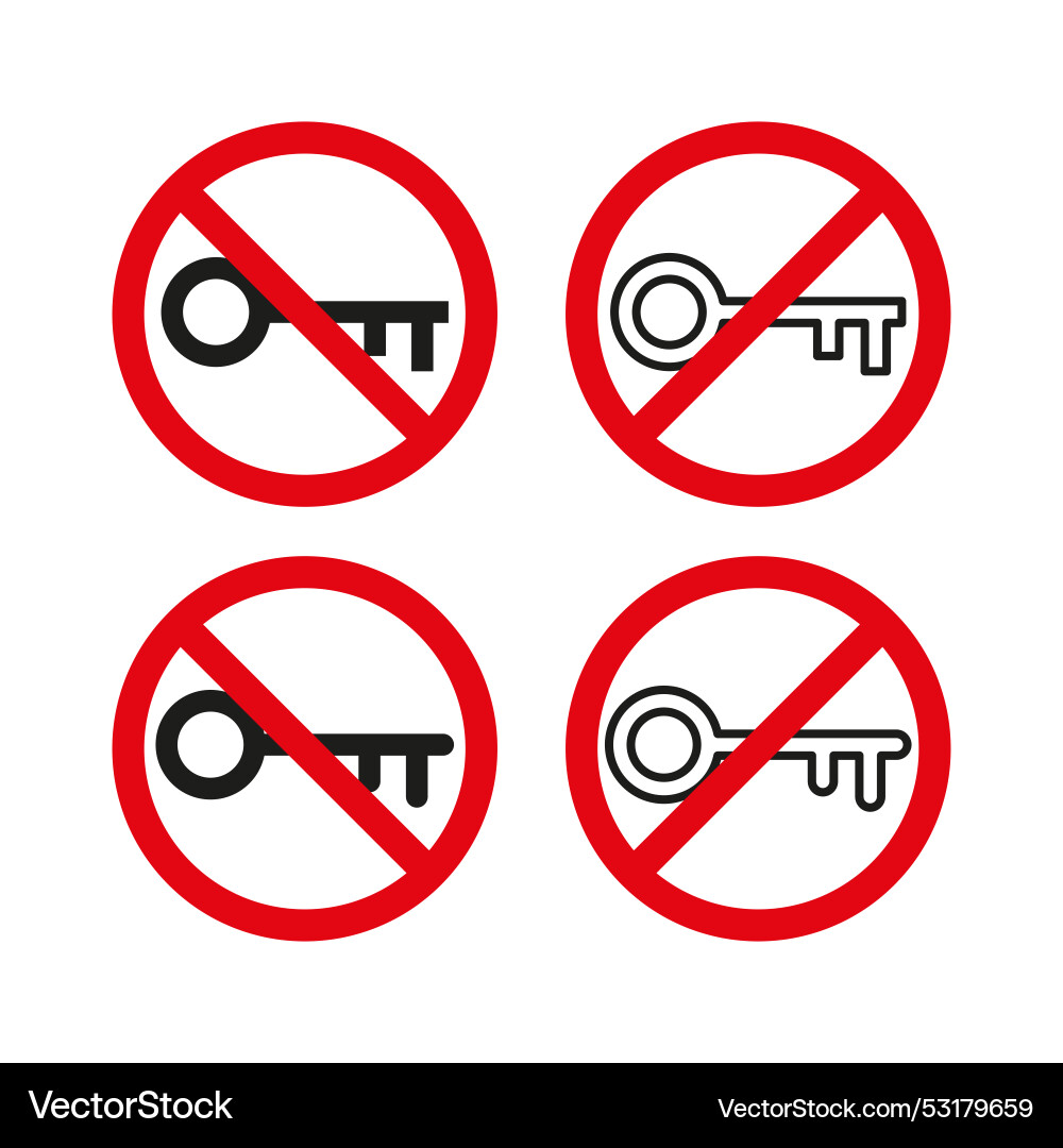 Key access prohibited security control symbols Vector Image